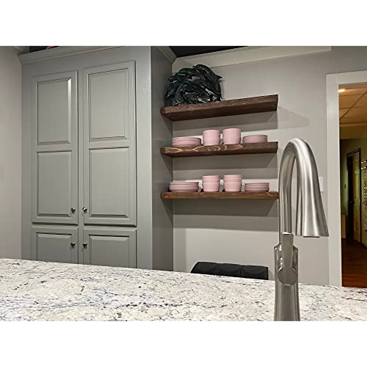 Joel's Antiques Floating Wall Shelf - 36-Inch Wood Decor & Shelving for Bathroom, Kitchen, Living Room, & Farmhouse - Wall-Mounted Rustic Stand, Wooden Hanging Display - Medium Brown, 36" x 10" x 2"