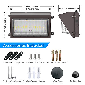 120W LED Wall Pack Light with Dusk-to-Dawn Sensor, 16800LM 5000K LED Security Flood Lighting, 100-277V Commercial and Industrial Outdoor LED Wall Lights for Parking Lots|Warehouses|Factories|House