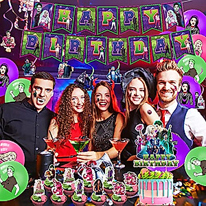 Movie Theme Birthday Party Supplies Set for Boys Girls, Birthday Party Decorations 89 Pcs with Birthday Banne Balloons Backdrop,Cake Topper,Swirls,Stickers for Christmas Party New Year Prank Party