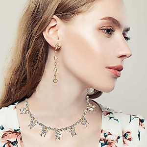 SUNXN Butterfly Necklace Tennis Chain Butterfly Choker CZ Bling Butterfly Silver Gold Pendant Necklace Gift for Women Jewelry (3mm-gold)