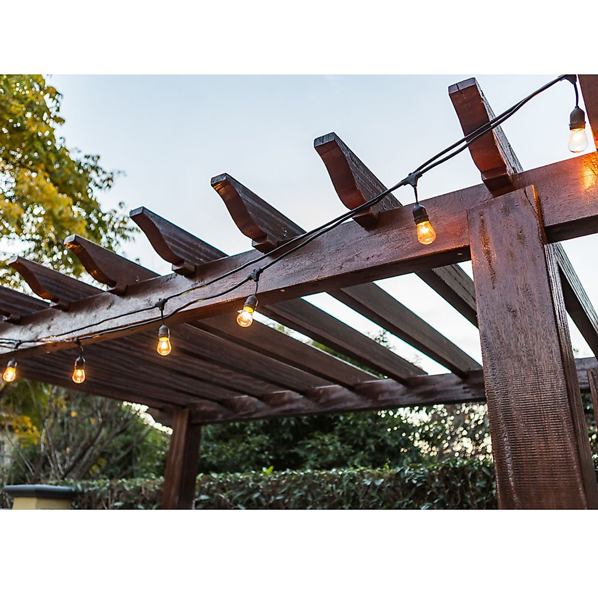 Outdoor String Lights 48 Feet Advanced Weatherproof Design Connectable String of Light,15 Heavy Duty Hanging Socket for Porch Patio Garden Backyard