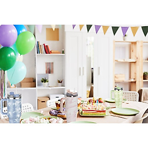 YOUEXPERT 30 oz Tumbler with Handle and Straw, 30oz Travel Cup Stainless Steel Water Bottle Outdoor Sports Tumblers - Green Tie Dye