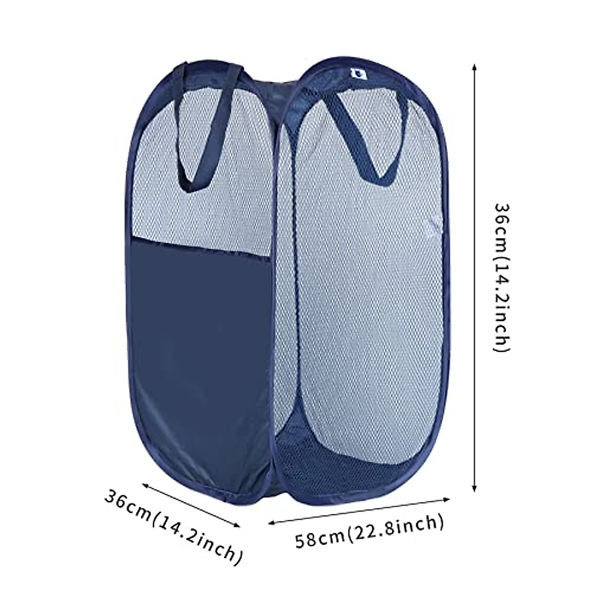 Nvatorfox 2 Pack Pop Up Storage and Laundry Hamper, Mesh Popup Laundry Hamper Portable, Durable Handles Collapsible for Storage and Easy to Open, for The Kids Room, College Dorm or Travel (Blue)