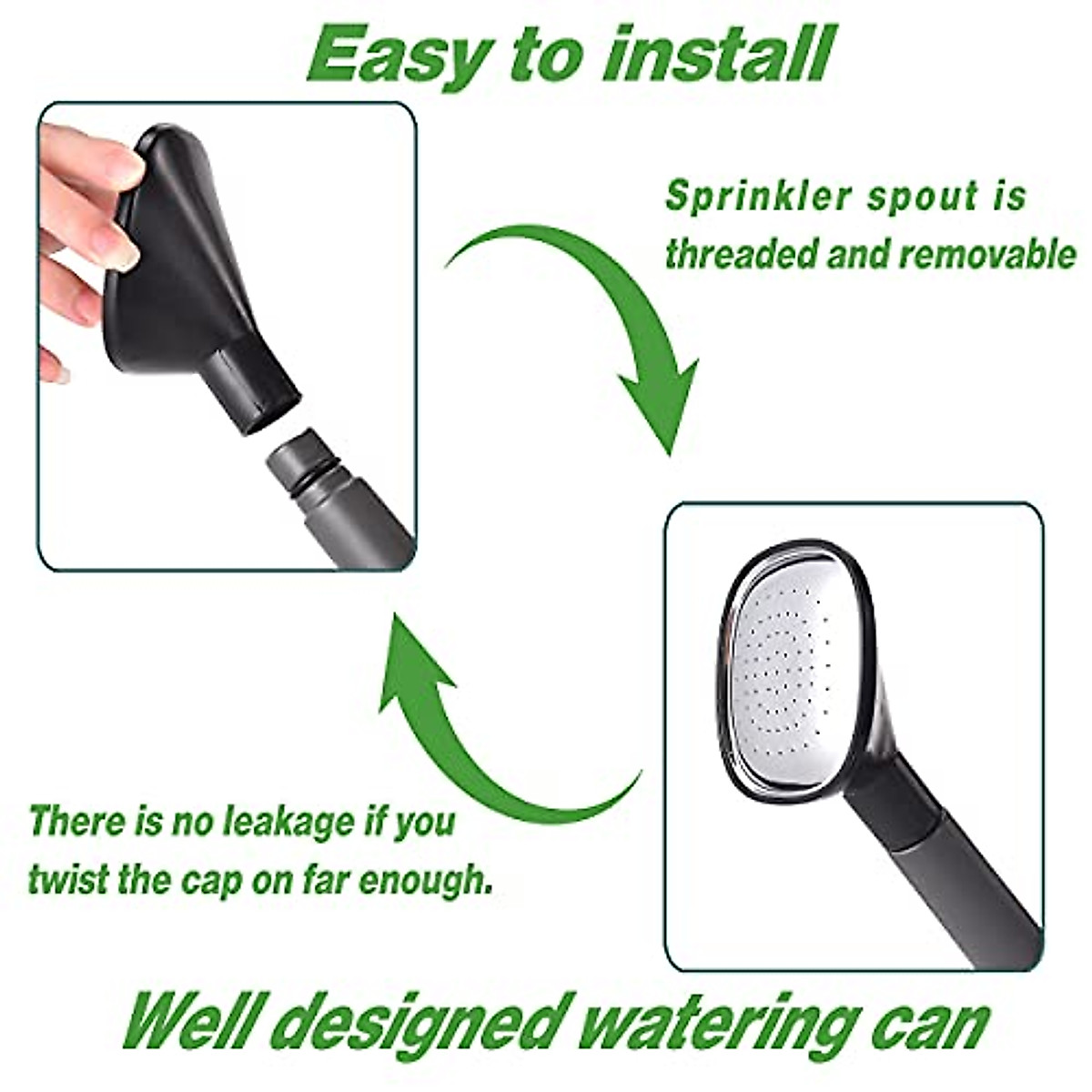 Watering Can 1 Gallon for Indoor Plants, Garden Watering Cans Outdoor Plant House Flower, Gallon Watering Can Large Long Spout with Sprinkler Head (Grey)