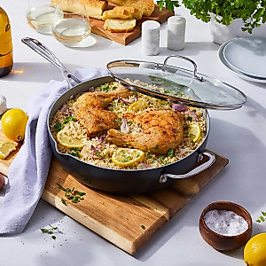 OvieTry Non-Toxic Ceramic Nonstick 12 inch | 5-Quart Everyday Sauté Pan With Lid