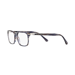 Persol PO3189V Rectangular Prescription Eyewear Frames, Grey/Blue/Demo Lens, 55 mm