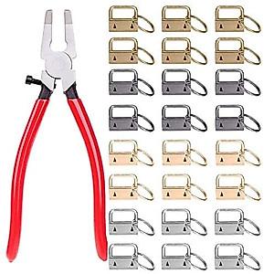 SETROVIC Key Fob Hardware Keychain Hardware Set Includes 1" 4 Color Keychain Hardware with key Rings 24 pcs and Key Fob Glass Running Pliers
