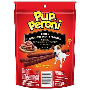 Pup-Peroni Dog Treats, Triple Steak Flavor, 5.6 Ounce (Pack of 8), Ribeye, Top Sirloin, NY Strip Flavors