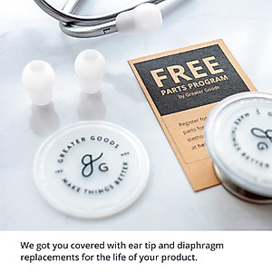 Greater Goods Premium Dual-Head Clinical Grade Stethoscope for Doctors, Nurses, Students, White