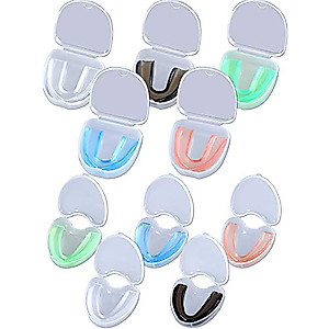 Hsei 10 Pieces Sports Mouth Guards Sports Mouth Protection Athletic Mouth Guard with Portable Box for Adult and Youth, 5 Colors