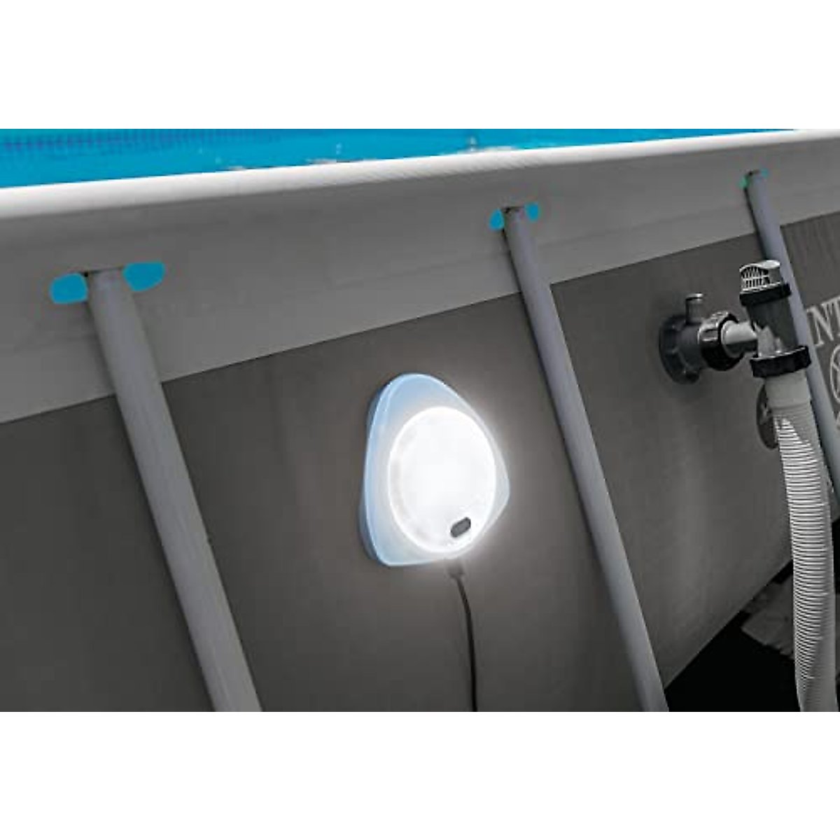 Intex Underwater LED Magnetic Above Ground Wall Pool Light with Magnetic Transmitter and 4 Different Color Options, Multicolor/White