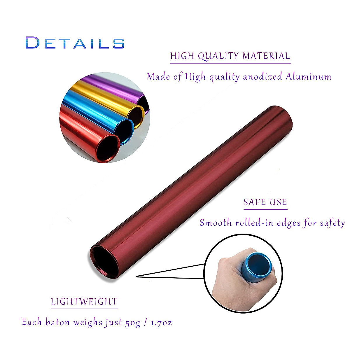 XMWangzi Aluminum Track Field Relay Batons, Race Equipments for Running Race Team, Suitable for Outdoor Sports Practice Athlete, Corrosion Resistant High Strength Smooth Surface