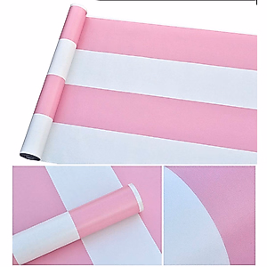 Peel and Stick Vinyl Pink and White Striped Wallpaper Contact Paper Wallpaper Self Adhesive Stripe Shelf Liner Dresser Drawer Cabinets Liner Furniture Wall Paper Sticker Removable (17.7x117 Inches)