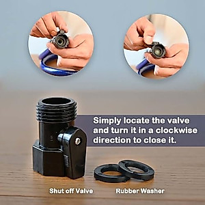 FangFarm 5/8" Outdoor PVC Garden Hose with Water Stop, Hose Shut Off Valve, Flexible Water Hose, Durable and Leakproof, Solid Brass GHT Connector (20FT, Blue)