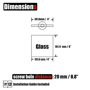 JQK Small Floating Glass Shelves Gold, 4 Inch Display Ledges for Wall, Mini Decor, Living Room Bedroom Bathroom, Tempered Glass Shower Storage, 2 Pack, TGS101L4-BG-P2