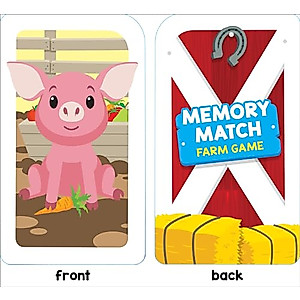 School Zone - Memory Match Farm Card Game - Ages 3+, Preschool to Kindergarten, Animals, Early Reading, Counting, Matching, Vocabulary, and More (School Zone Game Card Series)