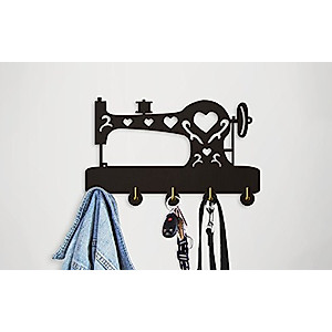 The Geeky Days Mini Sewing Machine Shape Design Creative Home Decor Wall Art Clothes Coat Robe Hooks Bedroom Bathroom Door Towel Hooks Decor for Sewing Lover Gift