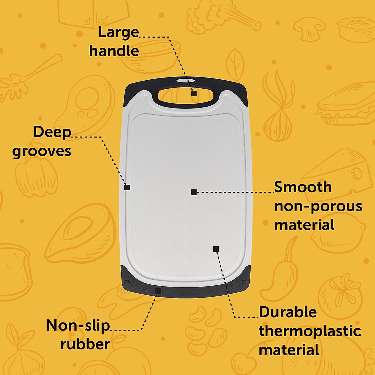 [3-Pack] Mess-Free Meal Prep Chopping Board Set – Food Grade Plastic Board for Safe Meal Prep – Sturdy Cutting Boards for Kitchen Dishwasher Safe – All-Purpose Cutting Board Set with Holder