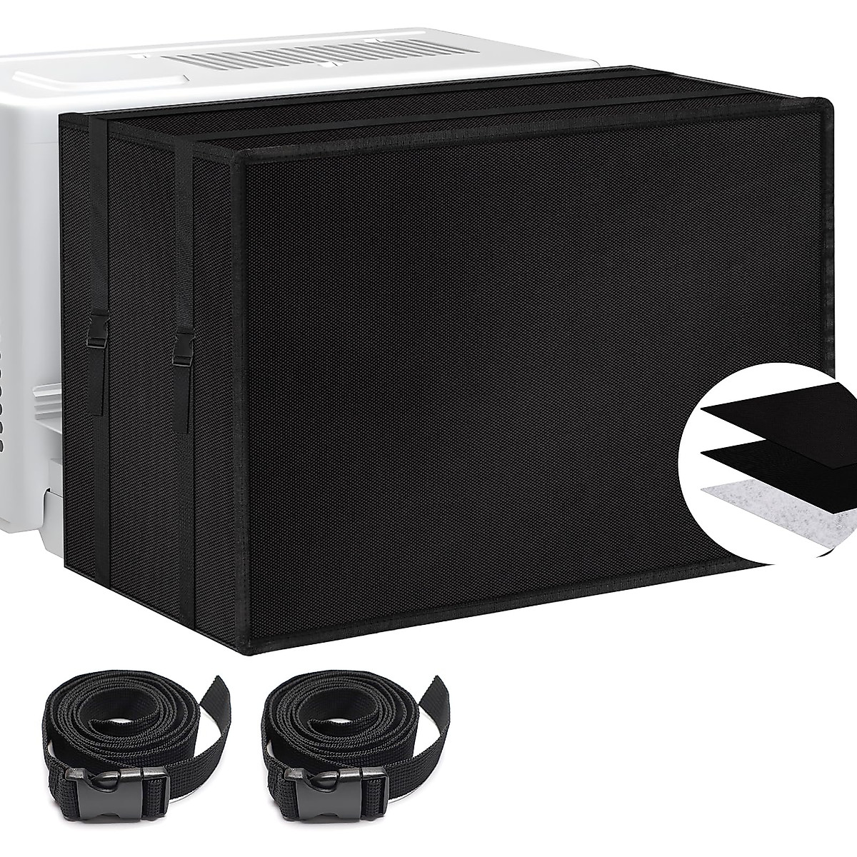 Window Air Conditioner Indoor Cover Compatible with Midea U Shaped 8000/10000/120000 BTU Air Conditioner, Inside Window AC Covers Waterproof Protection Cover with Adjustable Straps