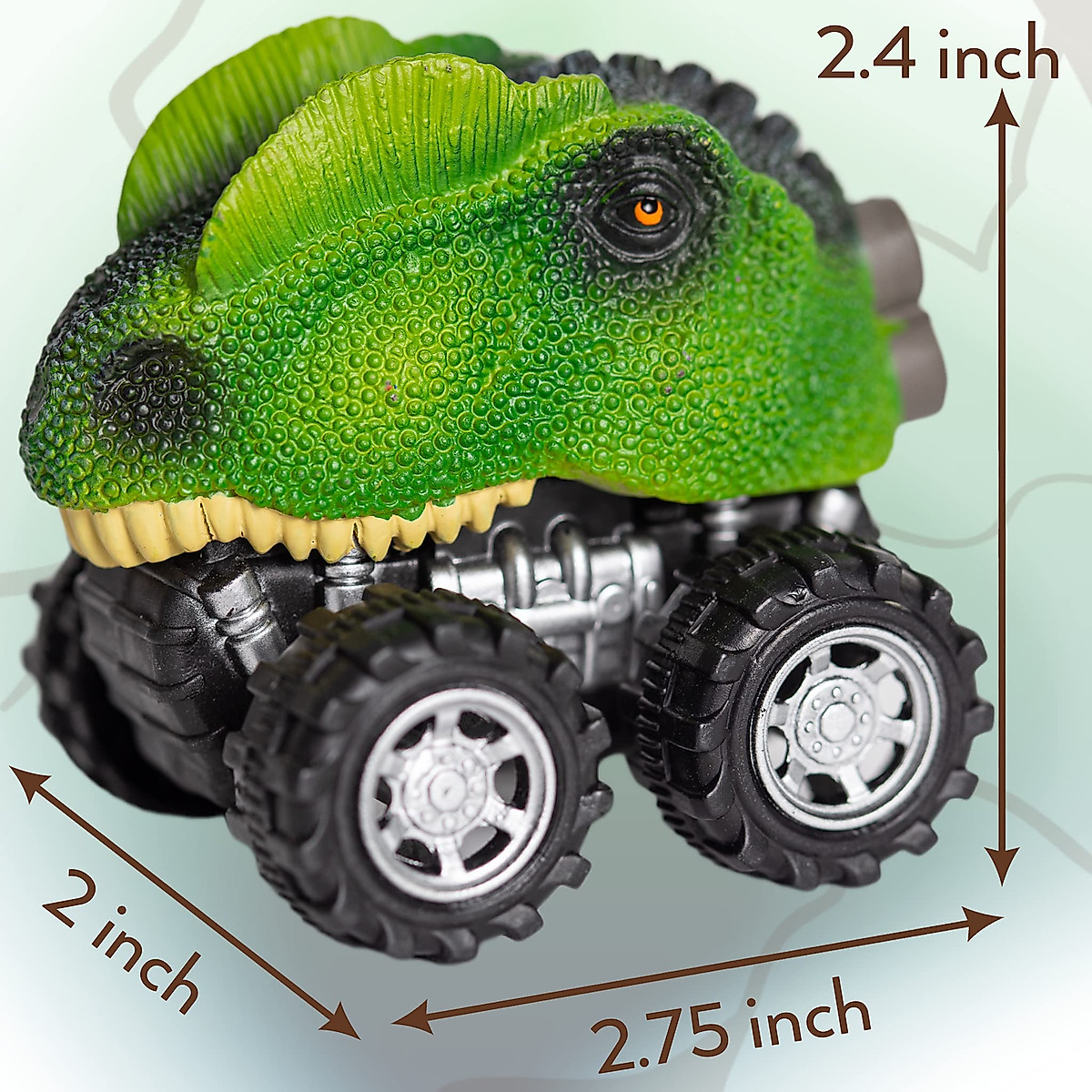 TOYLI 6 Pack Pull Back Dino Cars - Dinosaur Car Toys for Kids, Dinosaur Car, Pull Back Dinosaur Cars 6 Pack