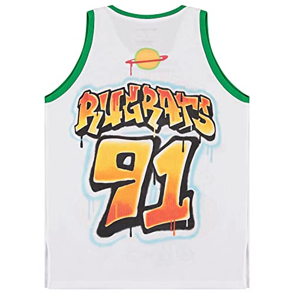 Nickelodeon Mens 90's Classic Tank - Rugrats Jersey - Reptar, Tommy, Chuckie & Phil Tanktop (White, Medium)
