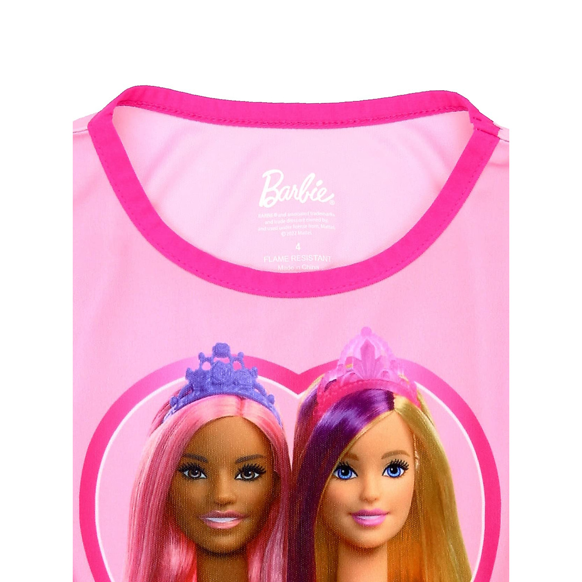 Barbie Girl's Rainbow Dress Up Fantasy Gown Nightgown Pajamas (6, Pink)