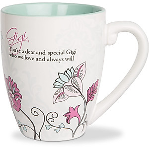 Pavilion Gift Company Mark My Words Gigi Floral Butterfly Grandma Coffee Tea Mug, Large, Teal