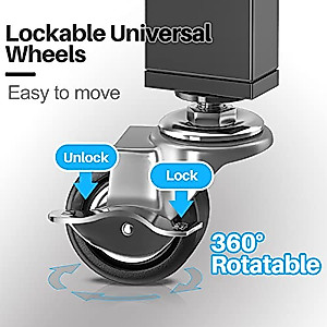 YKLSLH 5-Tier Collapsible Shelves Heavy Duty Folding Shelves Storage Rack with Wheels Portable Storage Shelving Unit for Garage Kitchen Holds up to 1250 lbs Capacity, Black