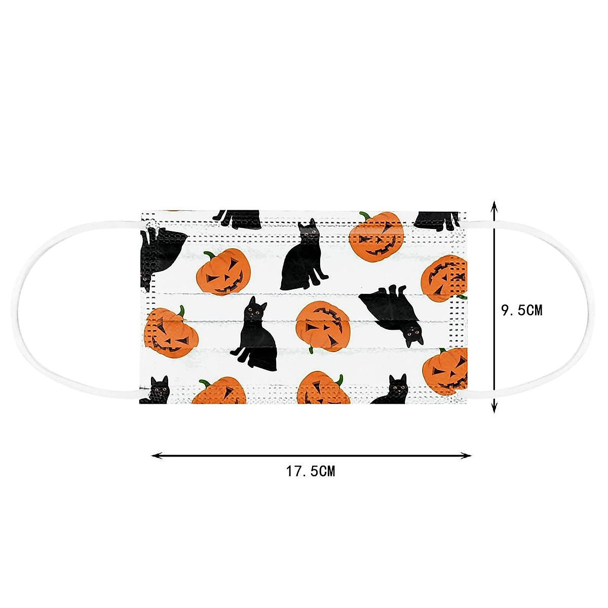 GOGCIAO Halloween Disposable Face Cover with Designs for Adults Women,3-Ply Pumkin Ghost Printed Pattern with Nose Wire,50Pcs