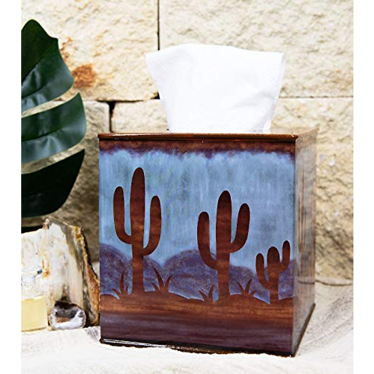 Ebros Rustic Southwestern Desert Cactus Arizona Wilderness Bathroom Accent Resin Figurine Accessories Western Country Cabin Lodge Decorative (5 Piece Bathroom Set)
