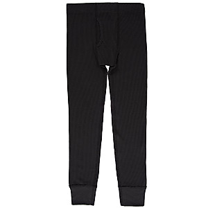 Fruit of the Loom Boys' Premium 2-Pack Thermal Waffle Bottom, Black/Heather Greystone, 14-16