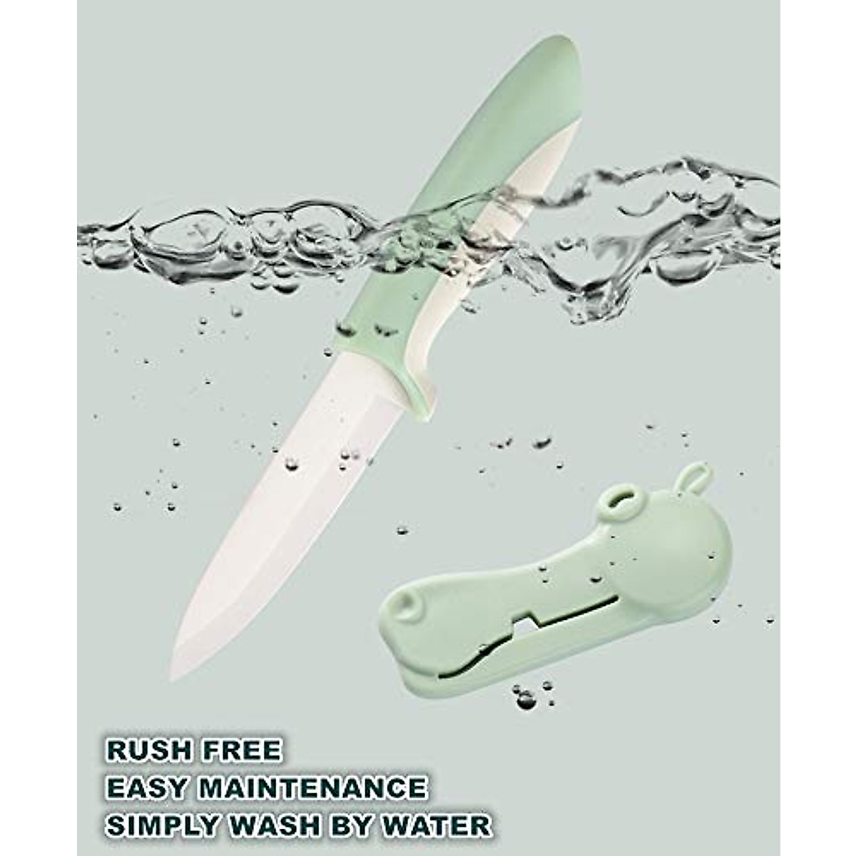 VSL VANSLENSON 2 Piece Kitchen Knife Set 4” Paring Knife with Sheath + Serrated Peeler Non Stick Ceramic Blade Stylish Hippo knife Pink Combo (Pink + Green Hippo)