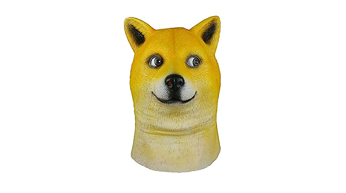 Doge Coin Mask - Trippy Lights Overhead Latex Mask