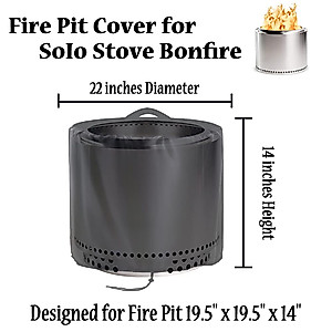 Izzybang Protective Fire Pit Cover for Solo Stove Bonfire Round 22 inch Heavy Duty Waterproof Cover for 19.5 Inch Stainless Steel Outdoor Camping Fire Pits