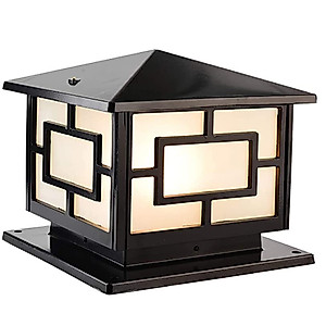 PTOUG Outdoor Column Lights, Pillar Lights Fixture E26 Aluminum Exterior Column Lamp Waterproof Glass Post Lights Modern Square Pillar Lamp for House Garden Backyard