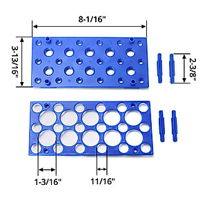 QWORK Centrifuge Tube Holder Set - Plastic Test Tube Rack (2 Pack) in Blue and Orange, Accommodates 10ml, 15ml, and 50ml Tubes, Detachable Stand
