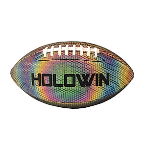 HW HOLOWIN Holographic Luminous Light Up Reflective Football for Night Games & Training, Glowing in The Dark, Great American Football Gifts for Men (Black, Official (Size 9))