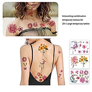 Roarhowl Extra Large Temporary Tattoo for Women Girls Sexy tattoo Flower Waterproof Fake Tattoos fake Tattoo
