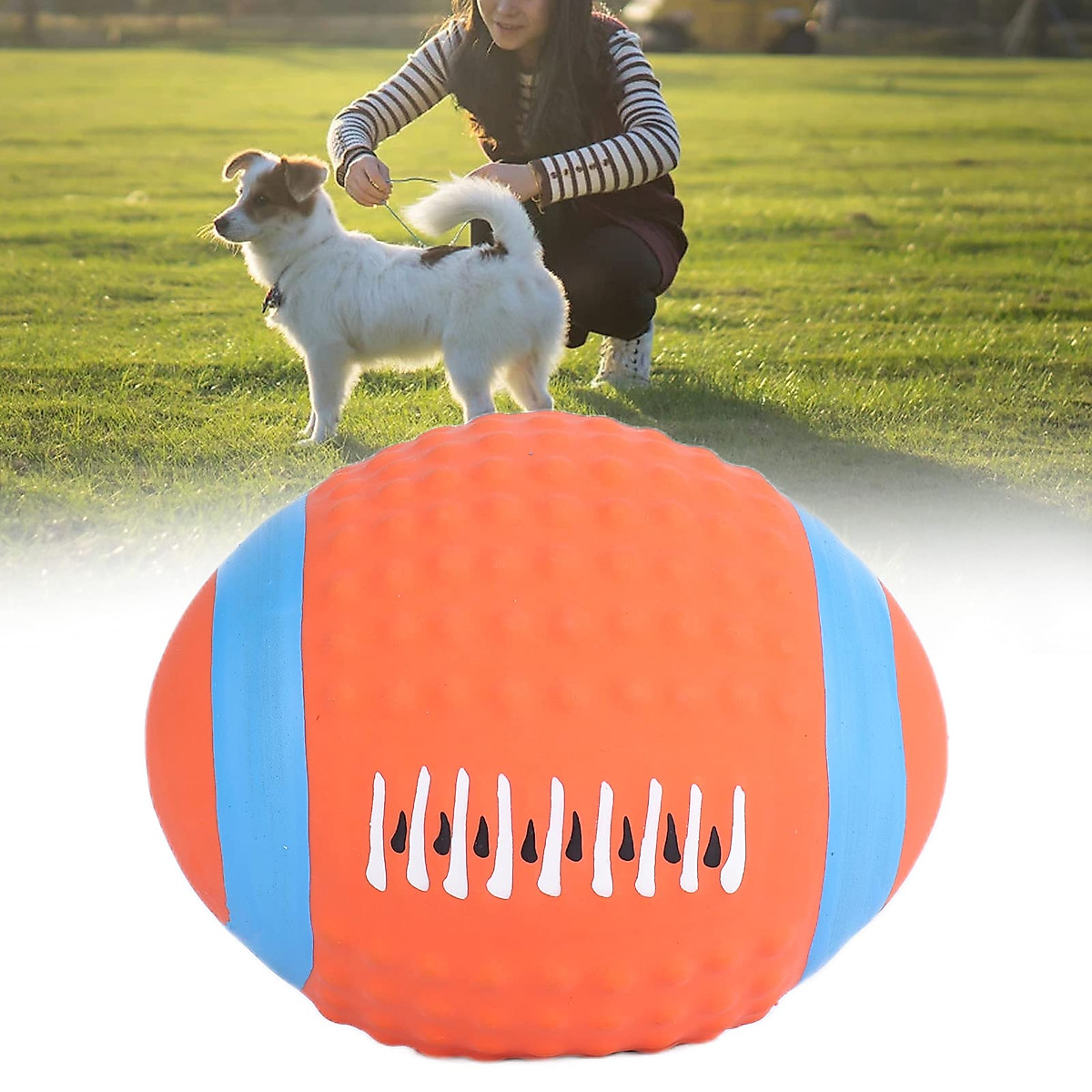 ZYLLZY Rugby Chew Toy Balls, Bite Resistant Chewing Molars Training Squeaky Toy, Pet Rugby Toys for Cats and Dogs