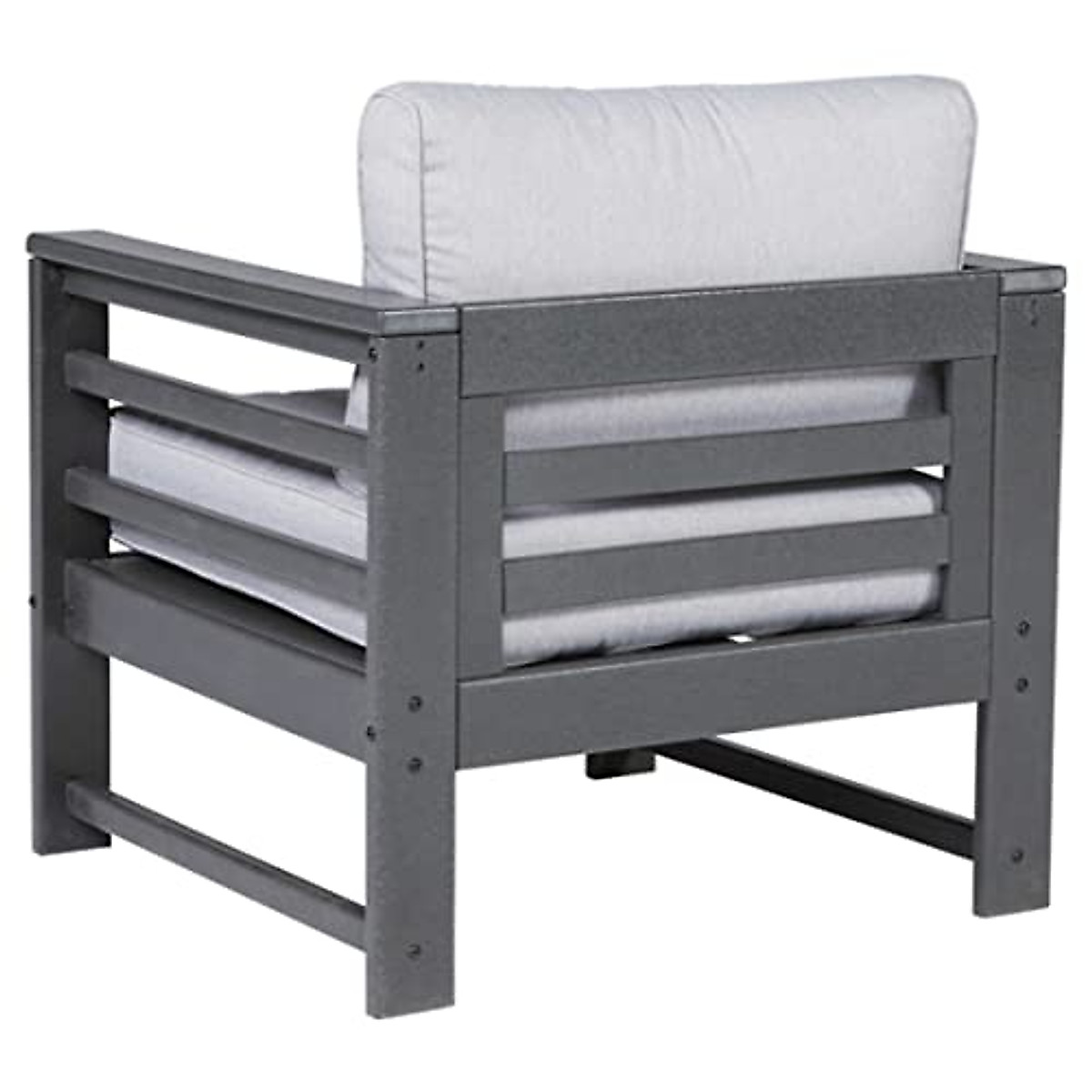 Signature Design by Ashley Outdoor Amora HDPE Patio Lounge Chair, 2 Count, Charcoal Gray