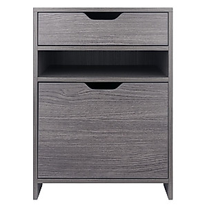 Winsome Wood Nova Storage Cabinet, 1-Drawer with Open Shelf, Charcoal