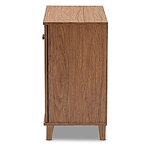 Baxton Studio Coolidge Modern and Contemporary Walnut Finished 4-Shelf Wood Shoe Storage Cabinet