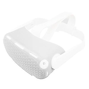 APOSU Silicone VR Shell Cover for Oculus Quest 2 VR Headset Front Cover Skin Protection Anti-scrach Shock-Resistant Accessories for Q2 (White)