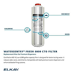 Elkay WSF6000R-2PK WaterSentry Fresh 6000 CTO Filter Replacement, 2-Pack , White