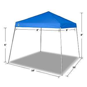 CROWN SHADES 8x8 Pop Up Canopy Tent, Slant Leg Outdoor Canopy with Carry Bag, Beach Tent, Sports Shelter(Blue)
