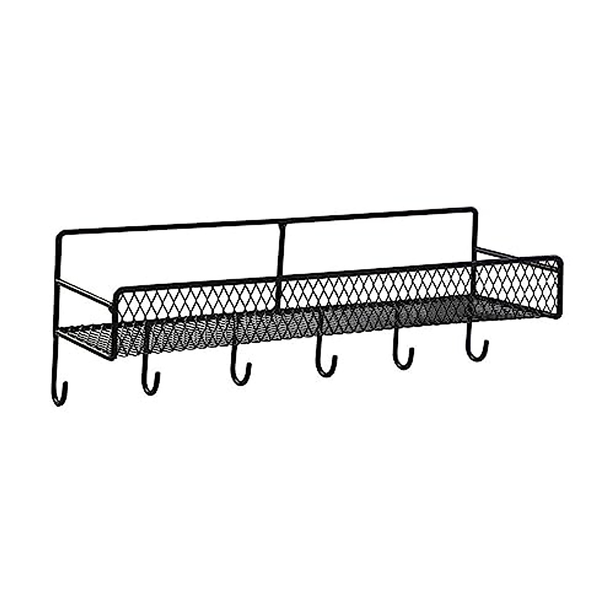 Cabilock 1pc Wrought Iron Storage Mounted Shelves Floating Shelf Wall Mounted Kitchen Wall Rack Shelf Holders Pegs Wall Mount Shelves Wall Mounted Storage Rack Black
