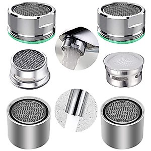 4pcs Faucet Aerators, 2pcs Aerator Filter Replacement Parts, with Brass Housing, 2pcs 15/16 Inch Male and 2pcs 55/64 Inch Female Bathroom Aerator Faucet Filters with Gaskets,for kitchen bathroom