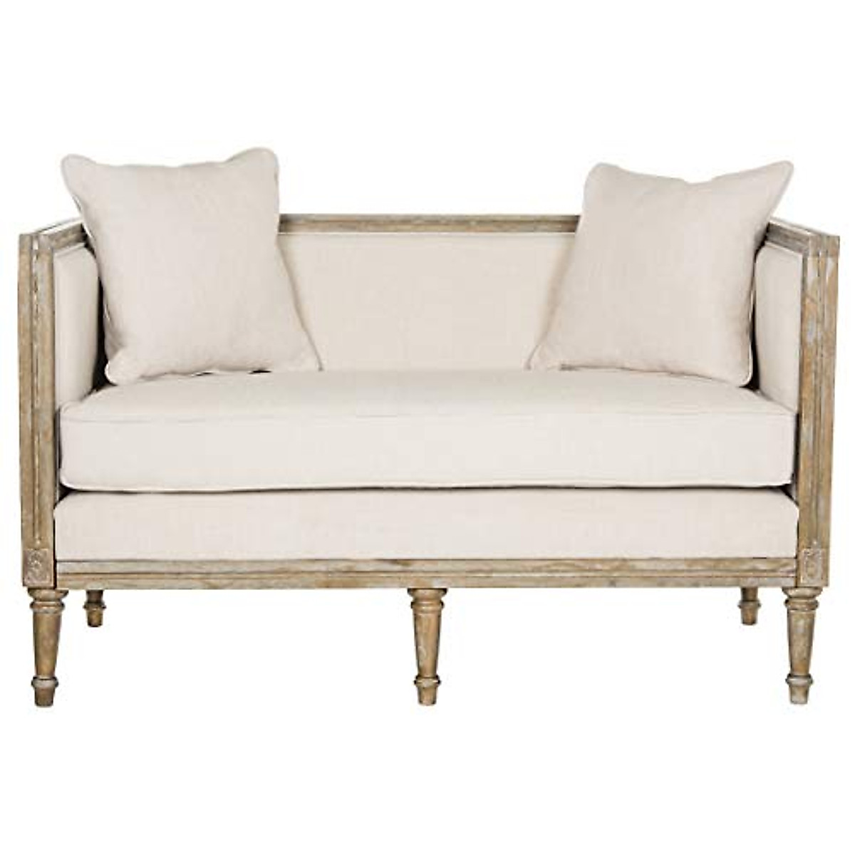 Safavieh Home Collection Leandra French Country Settee, Beige/Rustic Oak