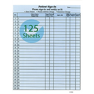 Stockchecks Patient Sign-in Label Sheets, Blue 125 Sheets Carbonless Forms, Hipaa Compliant