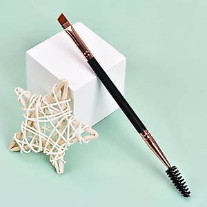 Duo Eyebrow Brush, Spoolie Brush and Angled Brow Brush Eyelash Brush for Eye Makeup. (5pcs, Black)
